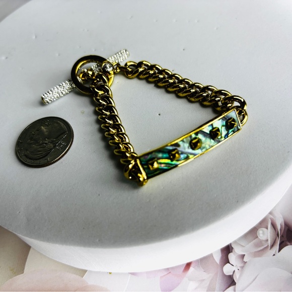 henri bendel | Jewelry | Henri Bendel Gold Tone Abalone Crystal Pave ...